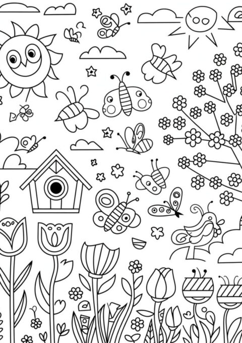 25 Cute and Aesthetic Spring Coloring Pages for All Ages (Free PDF ...